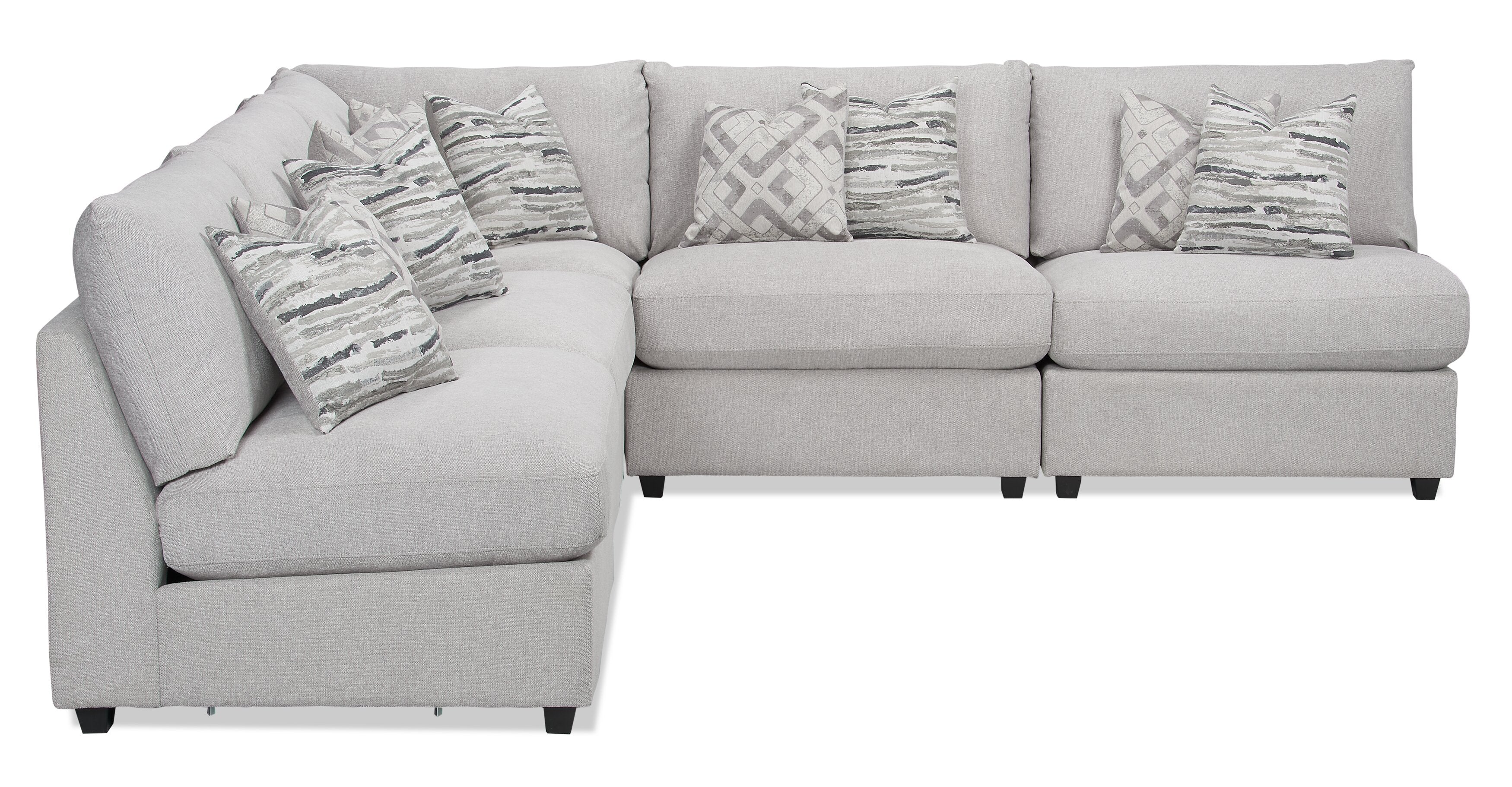 Skye Linen Look Fabric 5 Piece Modular Sectional with 4 Armless Chairs Light Grey Furniture