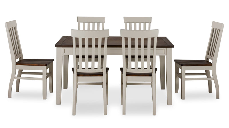 Rebecca 7-Piece Dining Set - Ivory/Driftwood | Furniture.ca