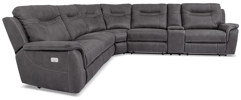 Declan 6-Piece Grey Sectional Sofa With Recliners | Furniture.ca