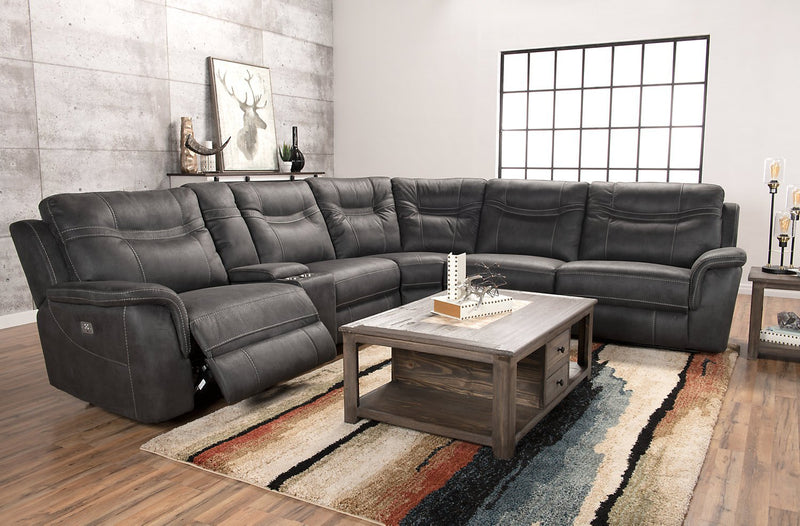 Declan 6-Piece Grey Sectional Sofa With Recliners | Furniture.ca